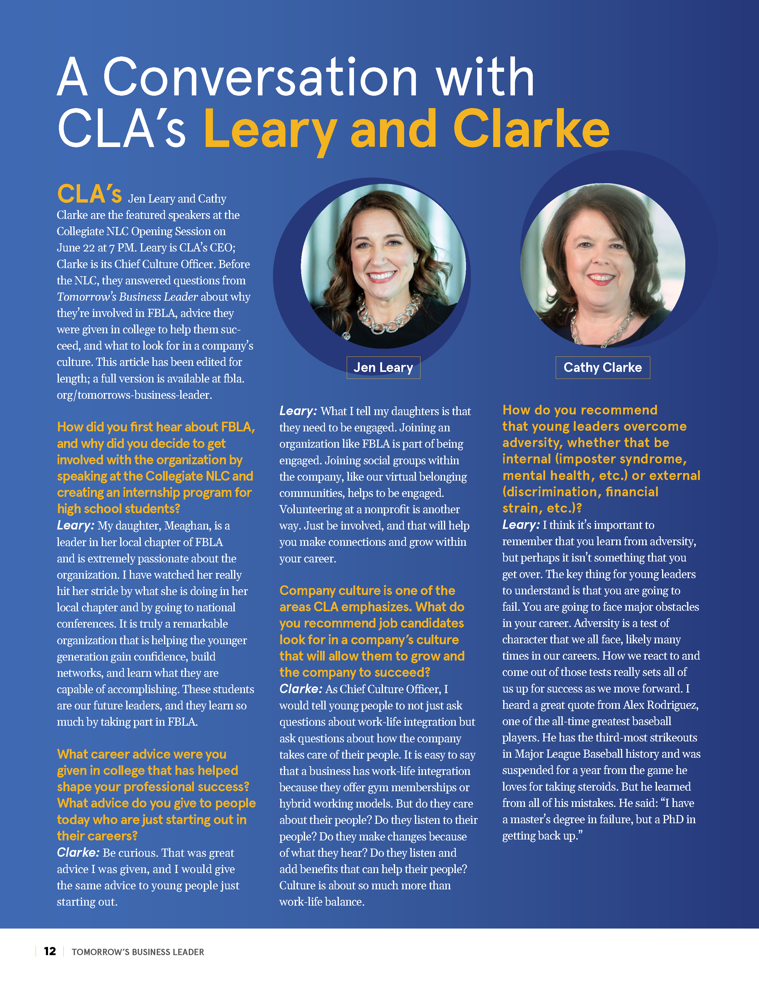 TOMORROW’S BUSINESS LEADER - FBLA